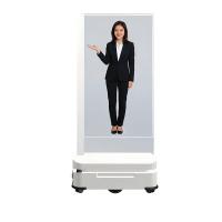 China 55 Inch Transparent OLED Mobile Advertising Robot with AI Voice Interaction for sale