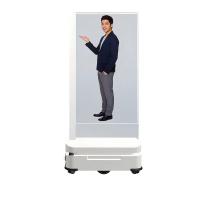 China 55 Inch Transparent OLED Mobile Advertising Robot with AI Voice Interaction for sale