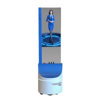 China 30 Inch Smart Mobile Advertising Robot with Transparent OLED Interactive Display for Shopping Malls for sale