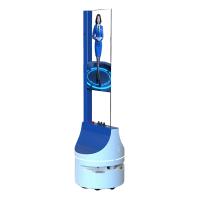China 30 Inch Smart Mobile Advertising Robot with Transparent OLED Interactive Display for Shopping Malls for sale
