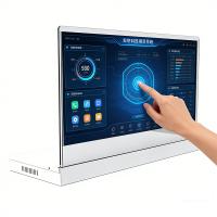 China 55 Inch Exhibition Booth Touchscreen High Transparency Dynamic Content Desktop Transparent OLED Display for sale