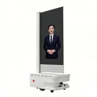 China 55 Inch 600nits Brightness Video Play Mobile Intelligent Robot Transparent Display Stand Panel for sale
