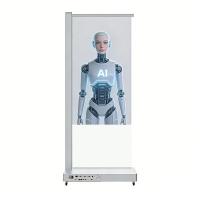 China New Style 55-Inch Floor Stand Indoor And Super Narrow Frame Android Smart Transparent OLED Screen for sale