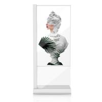 China 55 Inch Indoor Floor Standing Touch Transparent OLED Display for Smart Commercial and Interactive Applications for sale