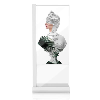 China 55 Inch Indoor Floor Standing Touch Transparent OLED Display for Smart Commercial and Interactive Applications for sale