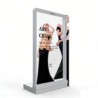 China 77 Inch Standing Floor Touch Screen OLED Transparent Display Unit for Large Exhibition and Brand Showcase for sale