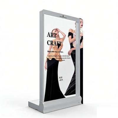 China 77 Inch Standing Floor Touch Screen OLED Transparent Display Unit for Large Exhibition and Brand Showcase for sale