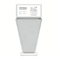 China 30 Inch High Brightness Transparent OLED Display Stand with Capacitive Touch and AG Glass for Premium Floor Signage for sale