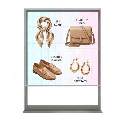 China 55 Inch Ultra-thin High Contrast Advertising Panel Horizontal 2x1 splicing model transparent oled touch screen for sale