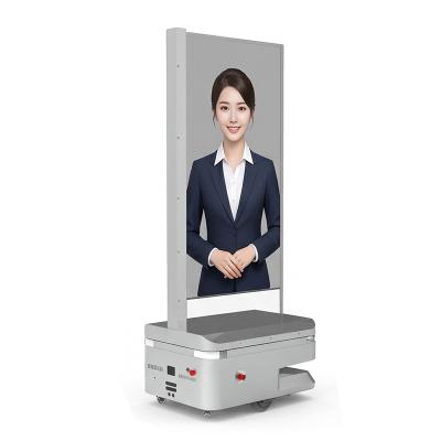 China 55 Inch Transparent OLED Mobile Reception Robot with AI Voice Interaction for sale