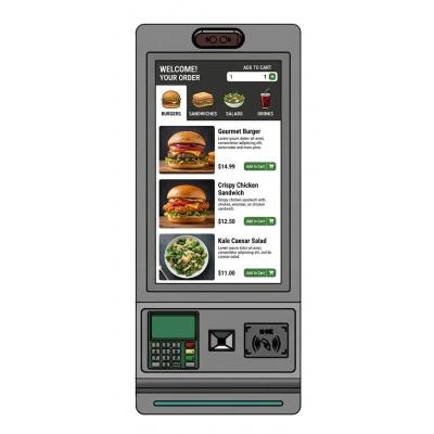 China 23.6 Inch Interactive Self Service Payment Kiosk Automatic Touch Screen Kiosk Self Ordering Machine for Restaurant for sale