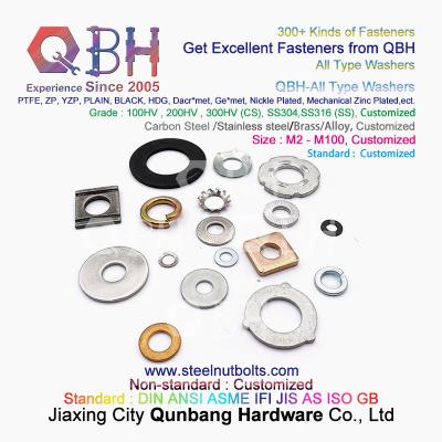 China QBH DIN125 DIN127 F436 F436M F959 F959M DIN434 DIN436 NFE25-511 Spring Taper Serrated Flat Round Square All-Type Gaskets for sale