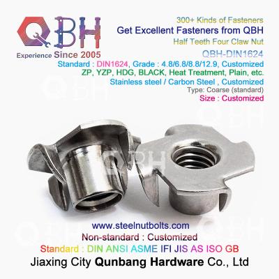China QBH M4-M10 DIN1624 Stainless Steel Half Teeth Four Claw T Weld Nuts T-Nut for sale