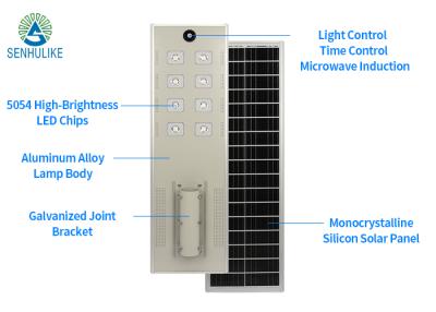 China Outdoor LED Solar Street Light IP66 Waterproof, 5054 LED Chips Monocrystalline Panel Long Service Life for sale