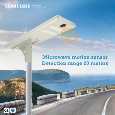 China High Power Solar Street Light 100W Dual Module Solar Panel IP65 Waterproof Microwave Sensor Designed for Commercial Outdoor Lighting for sale