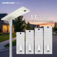 China 100W White All-in-One Dual Module Solar Street Light LiFePO4 Battery Security Lighting for sale
