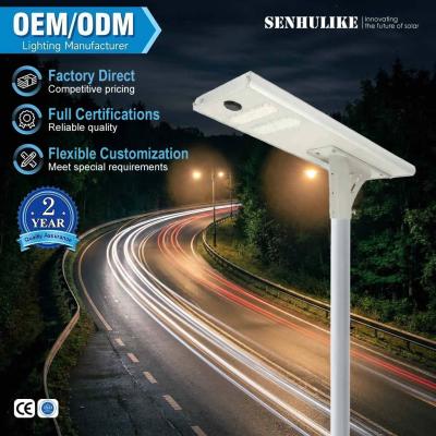 China 100W Dual Module Solar Street Light Off-Grid White LiFePO4 Battery All-in-One Design IP65 for sale