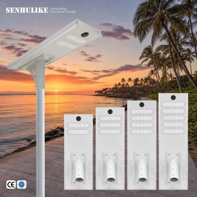 China White All-in-One Solar Street Light 2 Modules 100W Aluminum Alloy Microwave Sensor LED Street Lamp for Road Parking Lot for sale