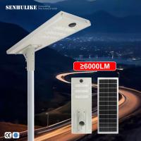 China 150W Solar Street Light for Highway Roadway Parking Lot All-in-One 3 Modules White Aluminum Alloy with Microwave Sensor for sale