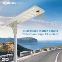 China Smart Sensing All-in-One Solar Street Light 150W Triple Module White Aluminum Alloy Microwave Sensor LED Lamp for Courtyard for sale