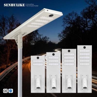 China 200W Integrated Solar Street Lamp White 4 Modules IP65 Waterproof Aluminum Housing Built-in Lithium Battery Outdoor for sale