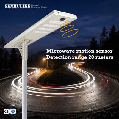 China IP65 Waterproof 200W All-in-One Solar Street Light White 4 Modules Aluminum Built-in Lithium Battery for Highway Parking Lot for sale