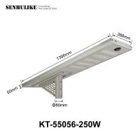 China Commercial Grade All-in-One Solar Street Light 250W White 5 Modules IP65 Waterproof Aluminum Built-in Lithium Battery LED for sale