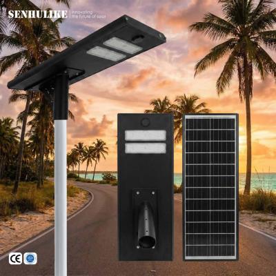 China All-in-One Solar Street Light 100W Dual Module Black IP65 Waterproof Aluminum Built-in Lithium Battery for Road for sale