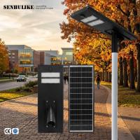 China Solar Street Light All-in-One 100W Black 2 Modules IP65 Waterproof Aluminum Built-in Li-ion Battery LED Lamp for Rural Road for sale