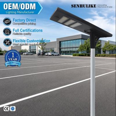China All-in-One Solar Street Light 150W 3 Modules Black IP65 Waterproof Aluminum Built-in Lithium Battery for Road for sale