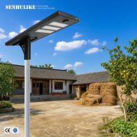 China 150W 3 Modules Solar Street Lamp All-in-One Black IP65 Waterproof Aluminum Alloy Built-in Lithium Battery for Square Campus for sale