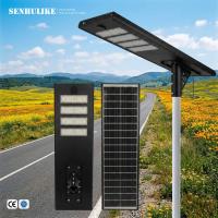 China IP65 Waterproof Solar Street Light 200W Black 4-Module Design Aluminum Alloy Housing Built-in Li-ion Battery Microwave Radar for sale