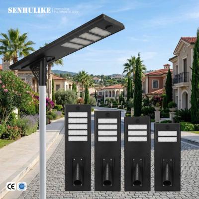 China High Lumen All-in-One Solar Street Light 200W 4 Modules IP65 Black Aluminum Alloy Microwave Sensor Lithium Battery Built-in for sale