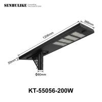 China High Lumen All-in-One Solar Street Light 200W 4 Modules IP65 Black Aluminum Alloy Microwave Sensor Lithium Battery Built-in for sale
