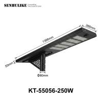 China High Lumen 250W Integrated Solar Street Light 5 Modules 90W Solar Panel Black Aluminum Alloy IP65 Microwave Sensor Li-ion Battery for sale