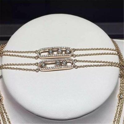 China Luxury jewelry Mk Three drill sliding necklace 18k white gold yellow gold rose gold diamond necklace for sale