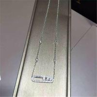 China Luxury Jewelry Three drill sliding necklace 18k white gold yellow gold rose gold diamond necklace 24 mm wide and 6.65 mm long for sale