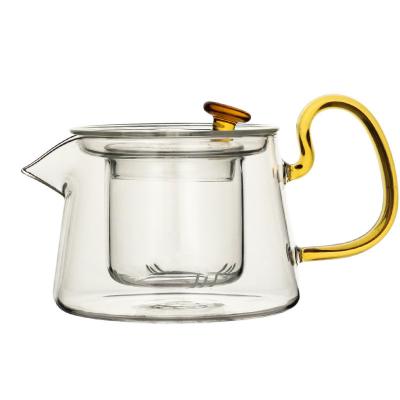 China Elegant Clear Glass Teapot Blooming Style Hammered For Family Life / Office for sale