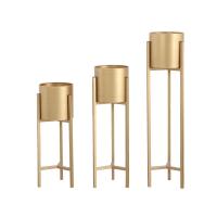 China Black Gold Powder Coated Iron Flower Stand Modern Home Garden Decor 20cm Dia 60-80cm H for sale