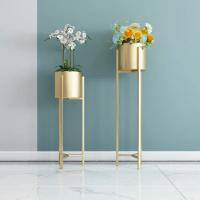 China Black Gold Powder Coated Iron Flower Stand Modern Home Garden Decor 20cm Dia 60-80cm H for sale