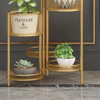 China Modern Metal Flower Floor Stand Multi-Storey Round Planter for Home Garden Decoration Black White Gold for sale