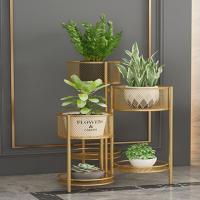 China Modern Metal Flower Floor Stand Multi-Storey Round Planter for Home Garden Decoration Black White Gold for sale