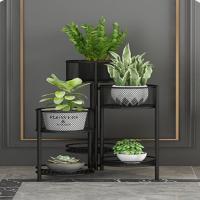 China Modern Metal Flower Floor Stand Multi-Storey Round Planter for Home Garden Decoration Black White Gold for sale
