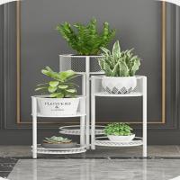 China Modern Metal Flower Floor Stand Multi-Storey Round Planter for Home Garden Decoration Black White Gold for sale