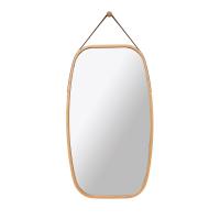 China Modern Phyllostachys pubescens Mirror Round 60cm Biophilic Home Decoration Nordic Style Full Body Mirror for sale