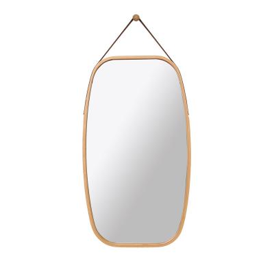 China Modern Phyllostachys pubescens Mirror Round 60cm Biophilic Home Decoration Nordic Style Full Body Mirror for sale
