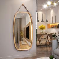 China Modern Phyllostachys pubescens Mirror Round 60cm Biophilic Home Decoration Nordic Style Full Body Mirror for sale