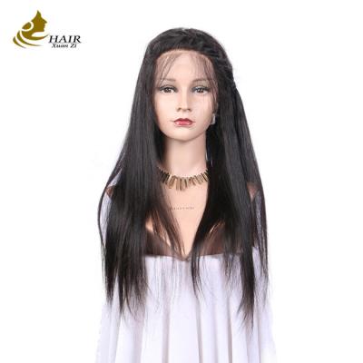 China Customized Human Hair Front Lace Wig Natural Black Straight Human Hair Wig for sale