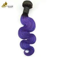 China Purple Color Body Wave Ombre Human Hair Extensions 26 Inch Virgin Human Hair Bundles for sale