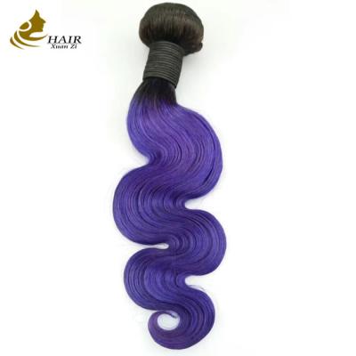 China Purple Color Body Wave Ombre Human Hair Extensions 26 Inch Virgin Human Hair Bundles for sale